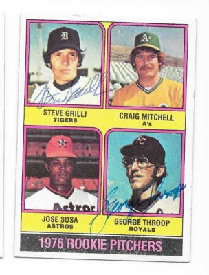 STEVE GRILLI & GEORGE THROOP 1976 TOPPS AUTOGRAPHED SIGNED # 591 TIGERS ...