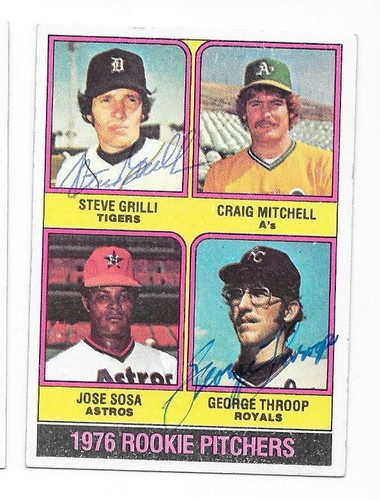 STEVE GRILLI & GEORGE THROOP 1976 TOPPS AUTOGRAPHED SIGNED # 591 TIGERS ...