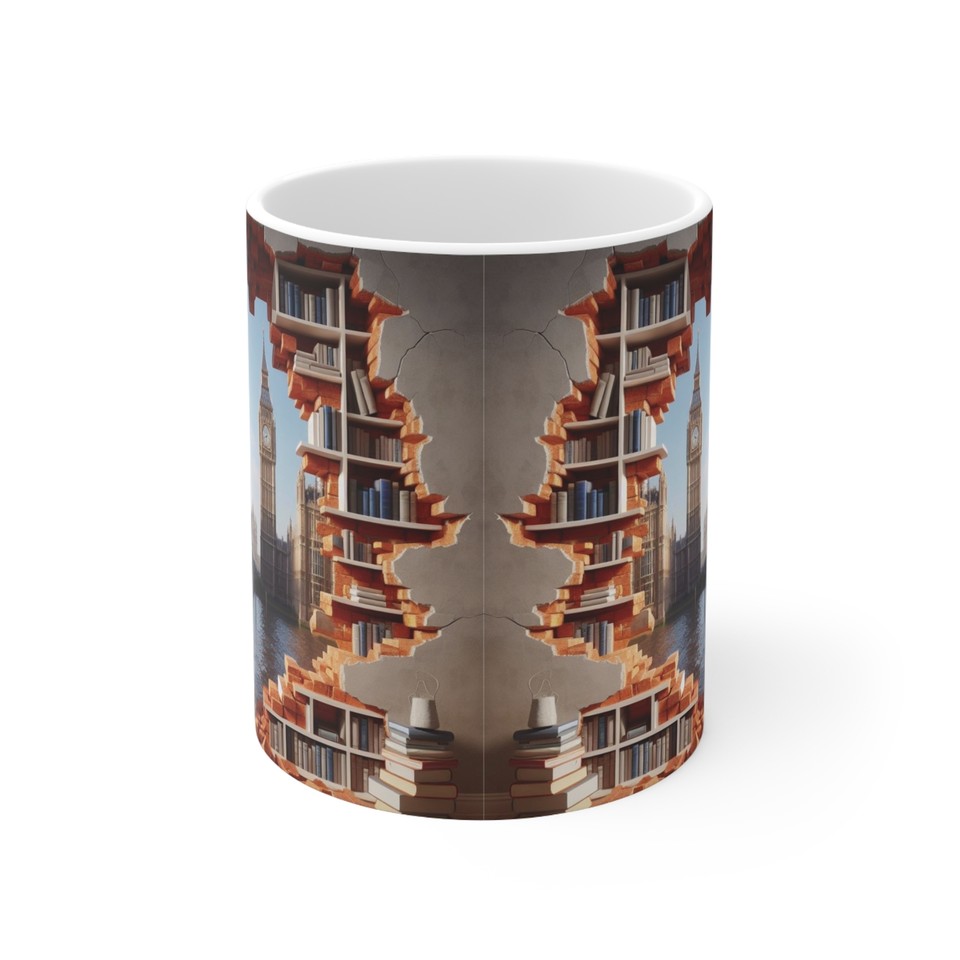 3D Bookshelf Mug Library Mugs London Ceramic Coffee Cup Tea Unique ...