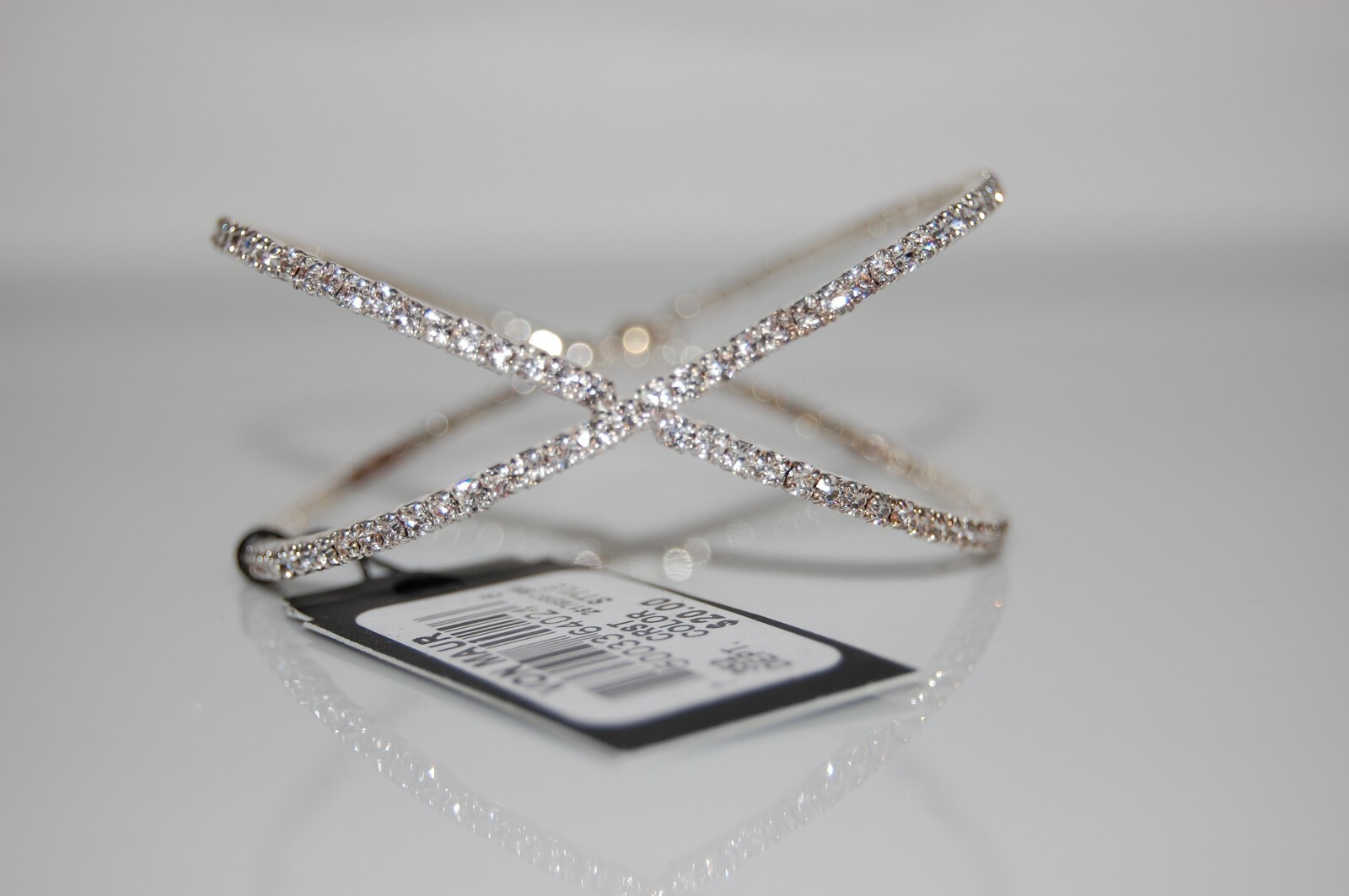 CESCABELLE ELEGANT COUTURE SILVER TONED METAL AND RHINESTONES WIRE CUFF ...