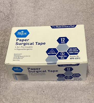 Medpride Paper Surgical Tape Box of 12 Rolls 1” x 10yds Exp 02/15/2026 ...