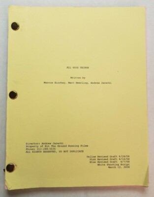 ALL GOOD THINGS / Marcus Hinchey 2008 Screenplay, RYAN GOSLING ...