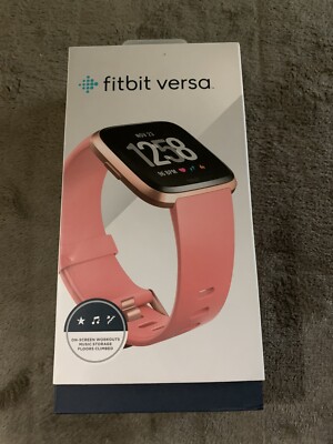 Fitbit Versa Fitness Smartwatch Peach/Rose-Gold Aluminum S & L bands ...