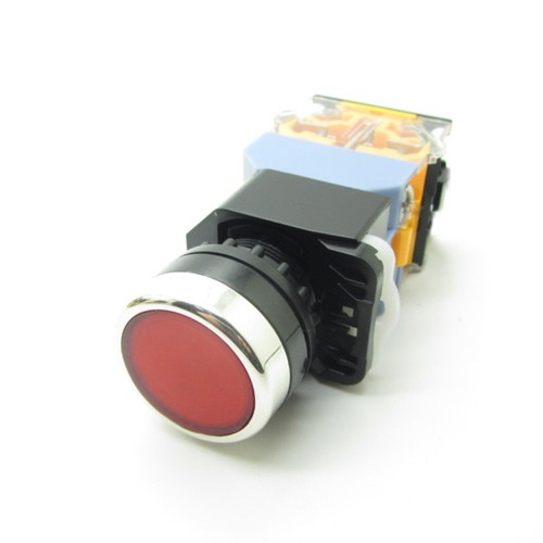 Round Red Push Button Switch Latching AC220V LED Light 22mm 1 NO 1 NC ...