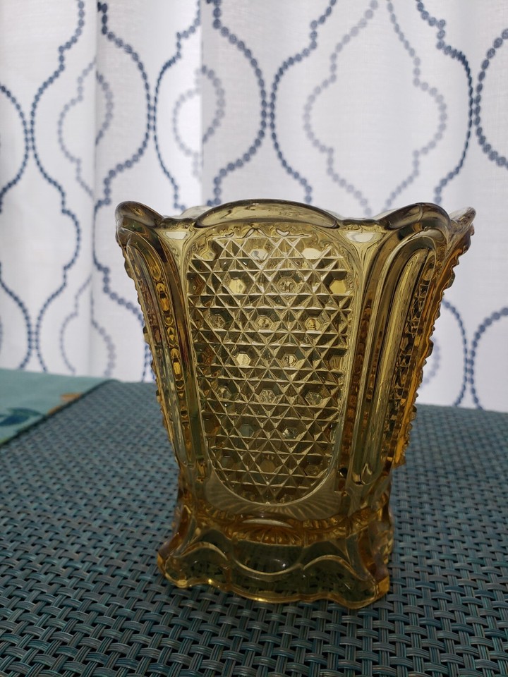 Vintage EAPG Bryce Bros. Golden Amber Glass Four Panels Spooner Vase | eBay