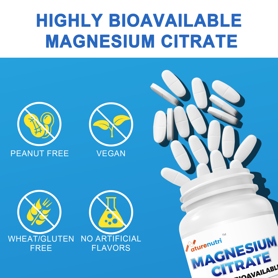 Magnesium Citrate|High Potency Elemental Magnesium| 100 Tablets ...