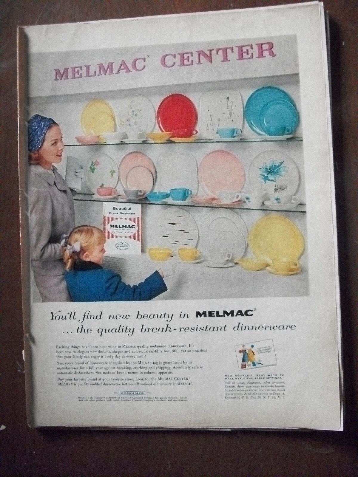 1957 VTG Original Magazine Ad Melmac Dishes You'll Find New Beauty | eBay