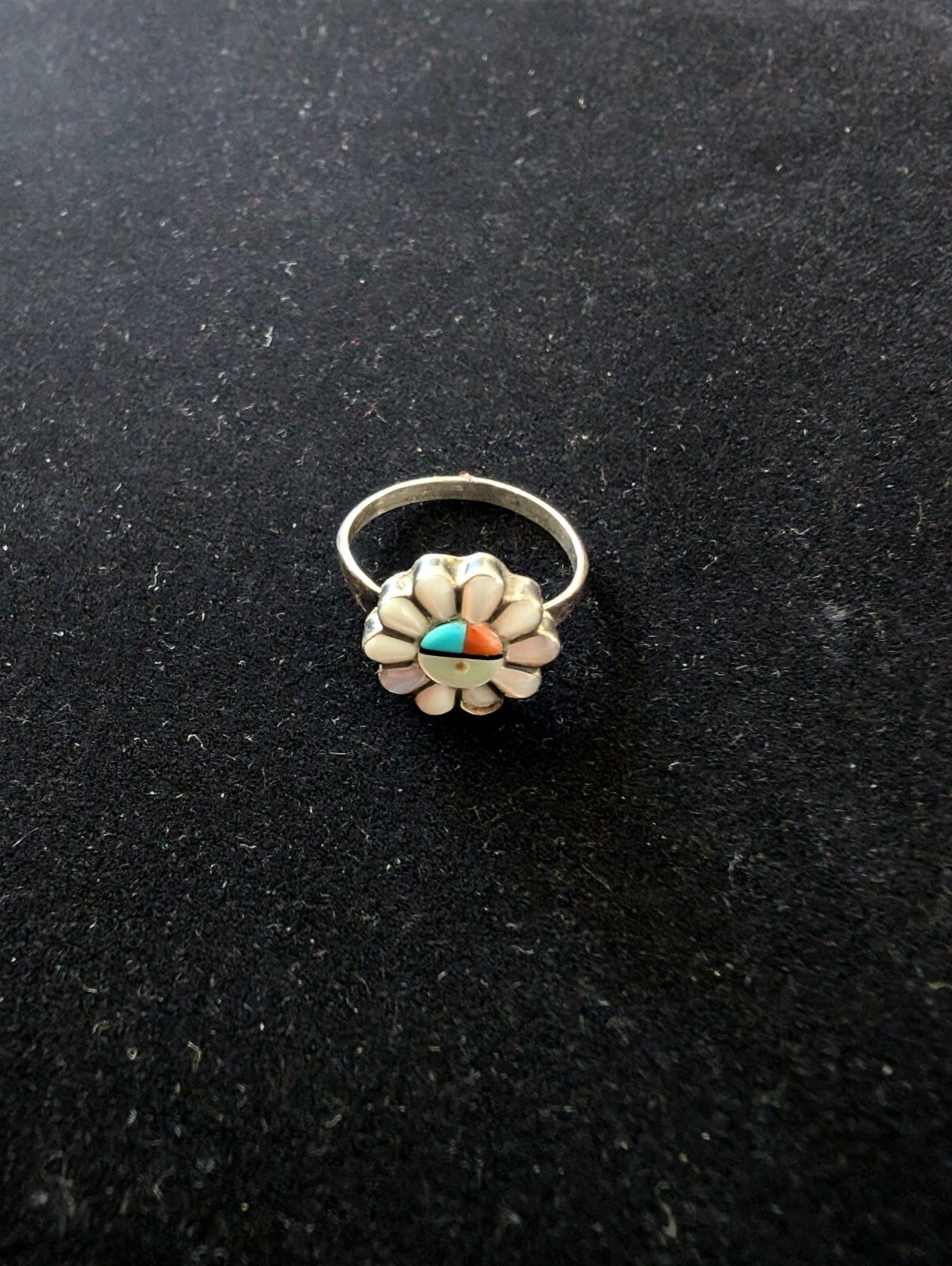 ANTIQUE HANDMADE ZUNI INDIAN STERLING TURQUOISE CORAL… - Gem