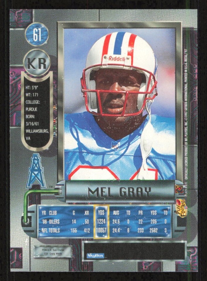 1997 Metal Universe MEL GRAY card #61 HOUSTON OILERS Football | eBay