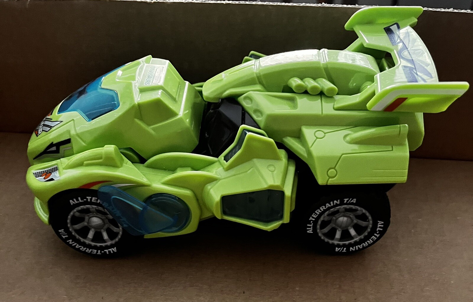 Green Dinosaur Transformer LED Mechanical Car Toy Sounds Lights Kid Toy ...