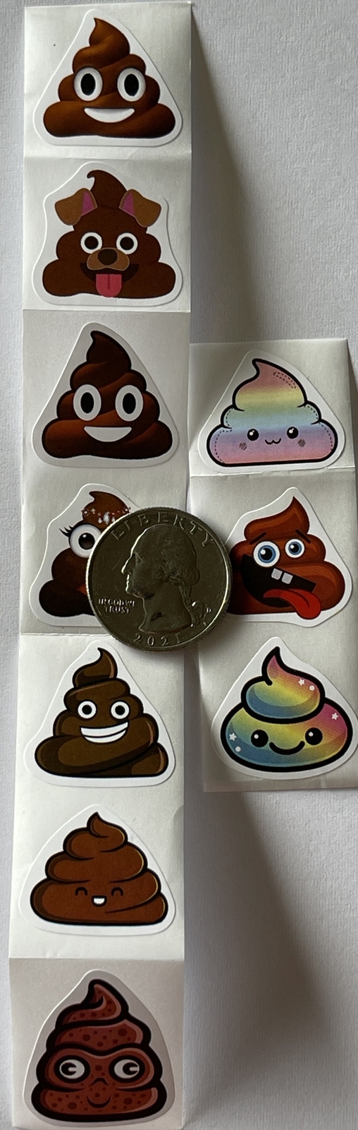 SILLY POOPS Stickers(10pcs) Emoji•Rainbow•Crap•Brown •Smiling•Faces•Do ...