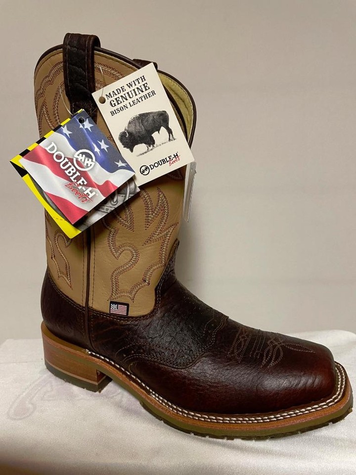 DOUBLE H ICE BRIAR BISON PLAIN SOFT SQUARE TOE COWBOY BOOTS DH4305 NEW ...