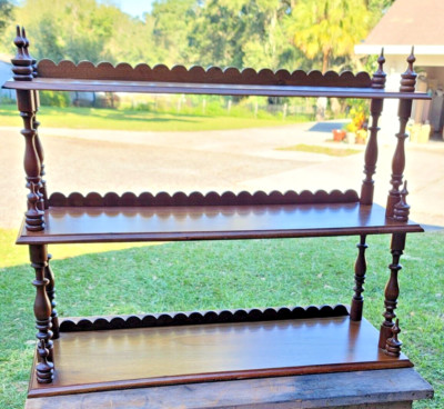 Vintage Spindle Wood Shelf Knick Knack Trinket Display 3 Tier Shelves ...