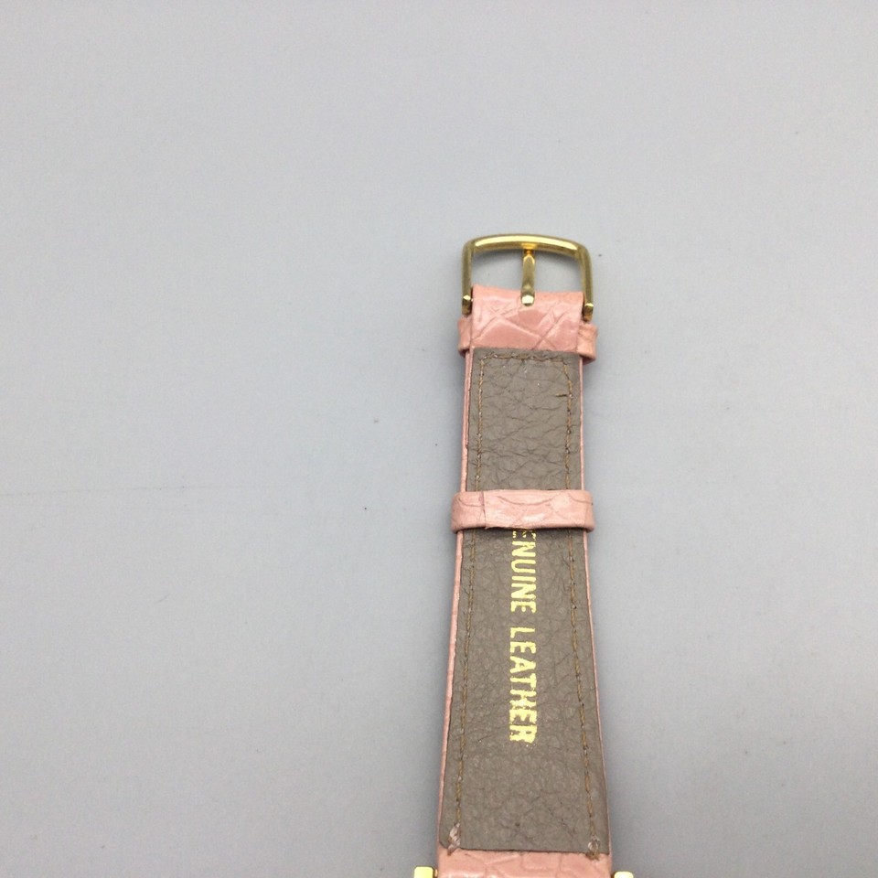 Vtg Michelle Louise Watch Women 41mm Gold Tone Pink MOP Dial Leather ...