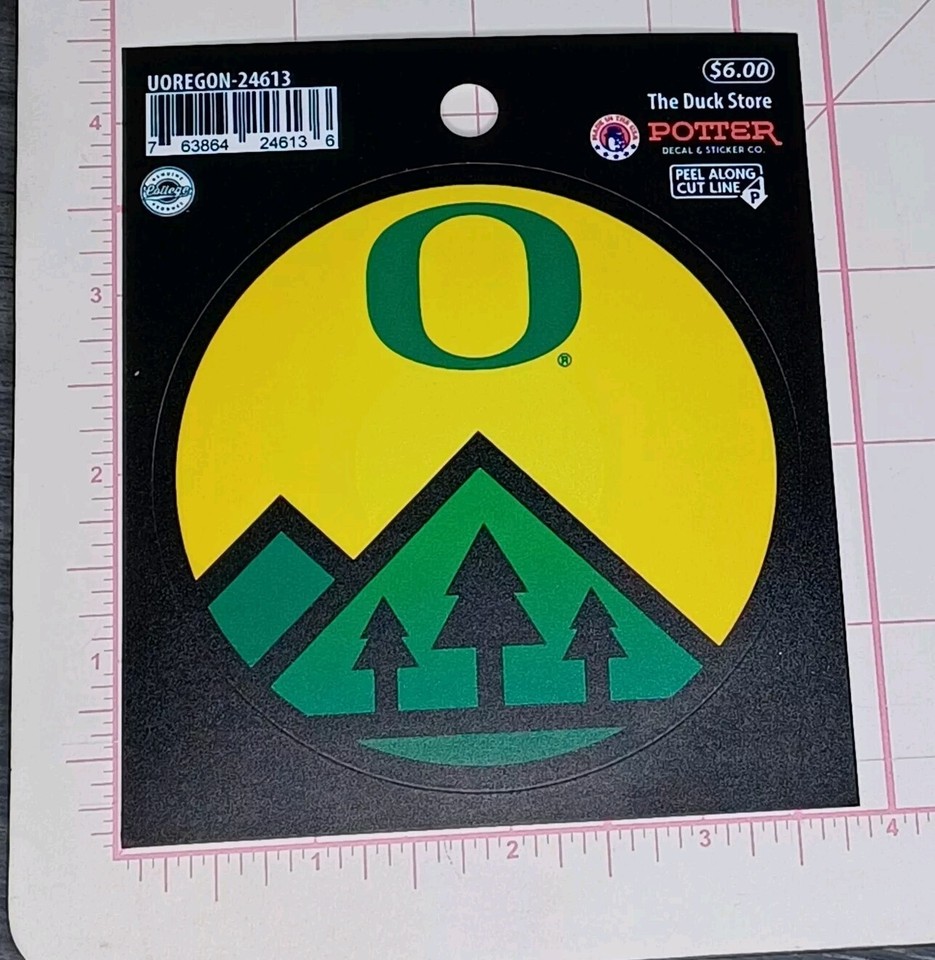 University Of Oregon O with Mountains And Trees Vinyl Sticker Official ...