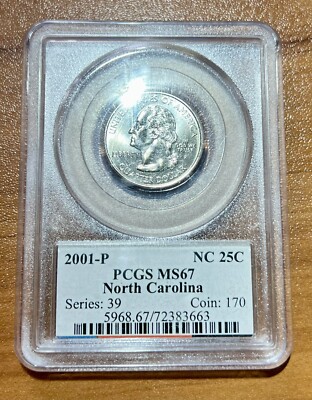 2001 P North Carolina State Quarter PCGS MS67 - FLAG LABEL | eBay