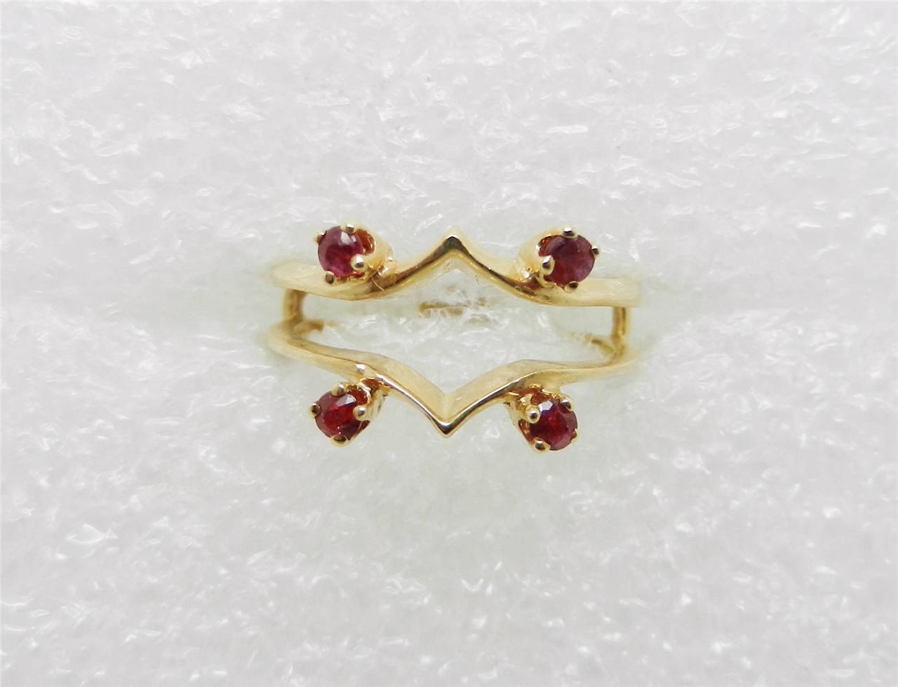 14K YELLOW GOLD VINTAGE RUBY RING GUARD - SIZE 6.25 - LB0555 | eBay