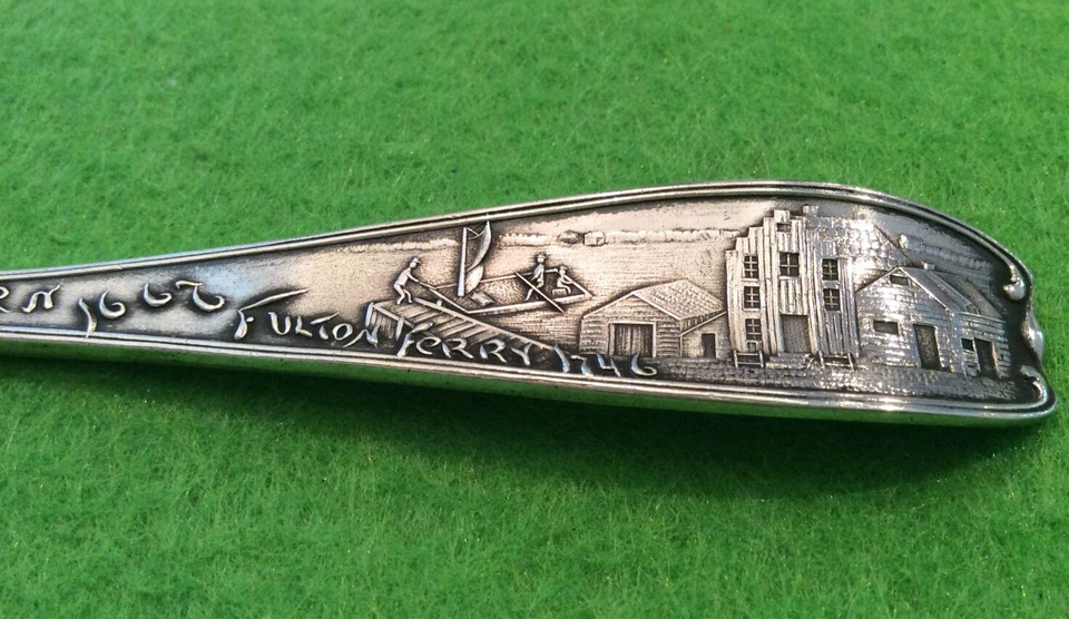 WOW City of Churches Brooklyn Bridge Fulton Ferry 6" Sterling Souvenir ...