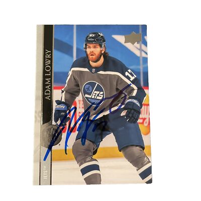 2020-21 UPPER DECK HOCKEY CARD ADAM LOWRY #653 WINNIPEG JETS Signed ...
