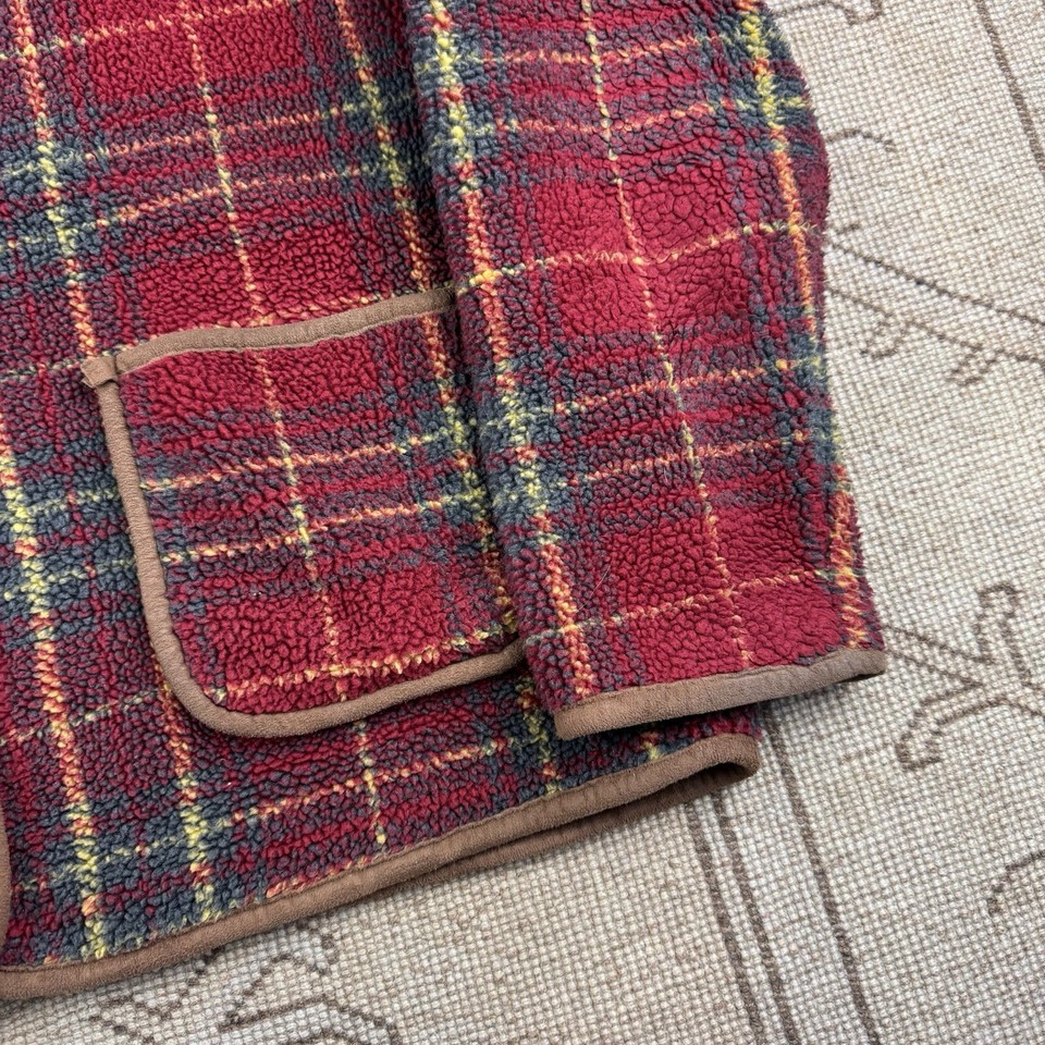 Vintage Orvis Red Tartan Plaid Fleece Jacket Size Large | eBay