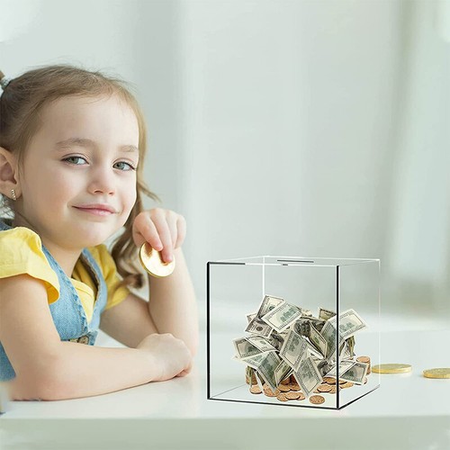 1Pc 12CM Clear Acrylic Children's Piggy Bank Is Not Advisable Square ...