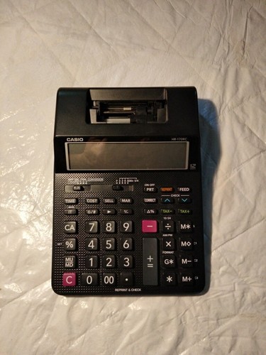 Casio DR-120R Desktop 12 Digit Printing Calculator Black Good Working ...