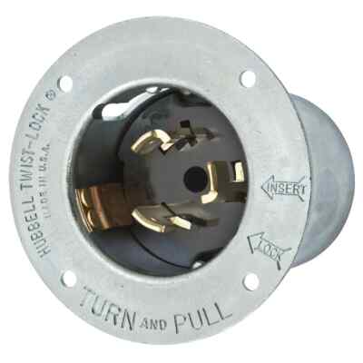Hubbell CS8375 - 50A 250V AC 3 Phase Delta Twist Lock Flanged Inlet | eBay