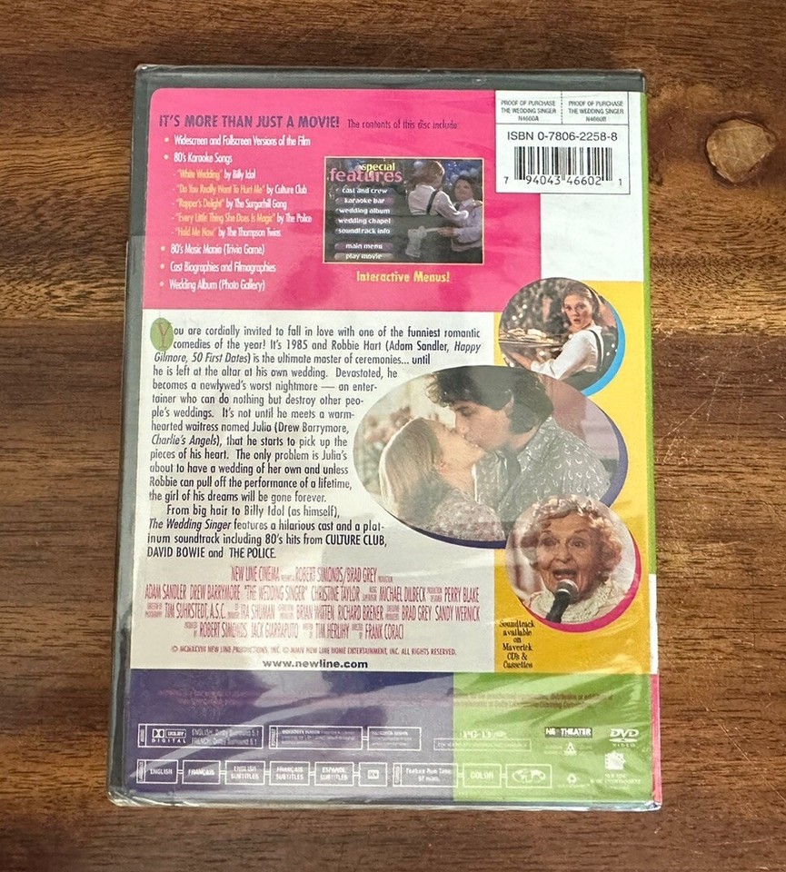 The Wedding Singer (DVD, 1998) BRAND NEW - FREE SHIPPING 794043466021 ...