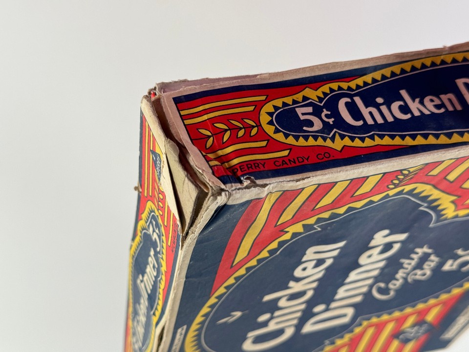 RARE 1920's Original Chicken Dinner Candy Bar 5 cent BOX nice see pics ...
