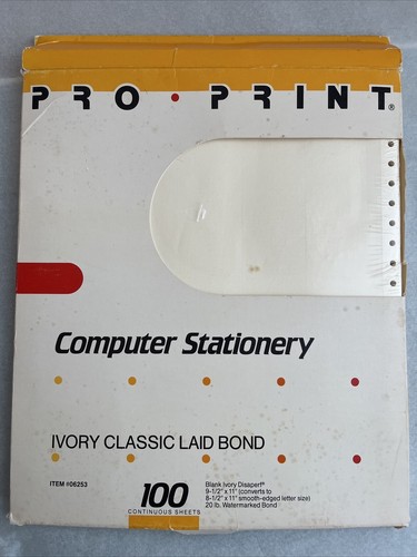 Vintage Computer Paper Ivory Bond Pro Print Stationery Disaperf Tractor ...