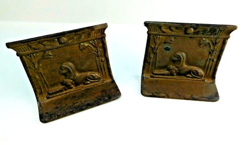 Vintage Antique Cast Iron Metal Sphinx Egyptian Book Ends | eBay