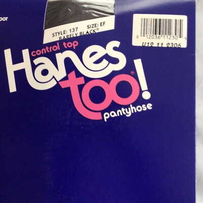 Hanes Too Control Top Pantyhose Sandal Foot Style 137 EF Barely Black ...