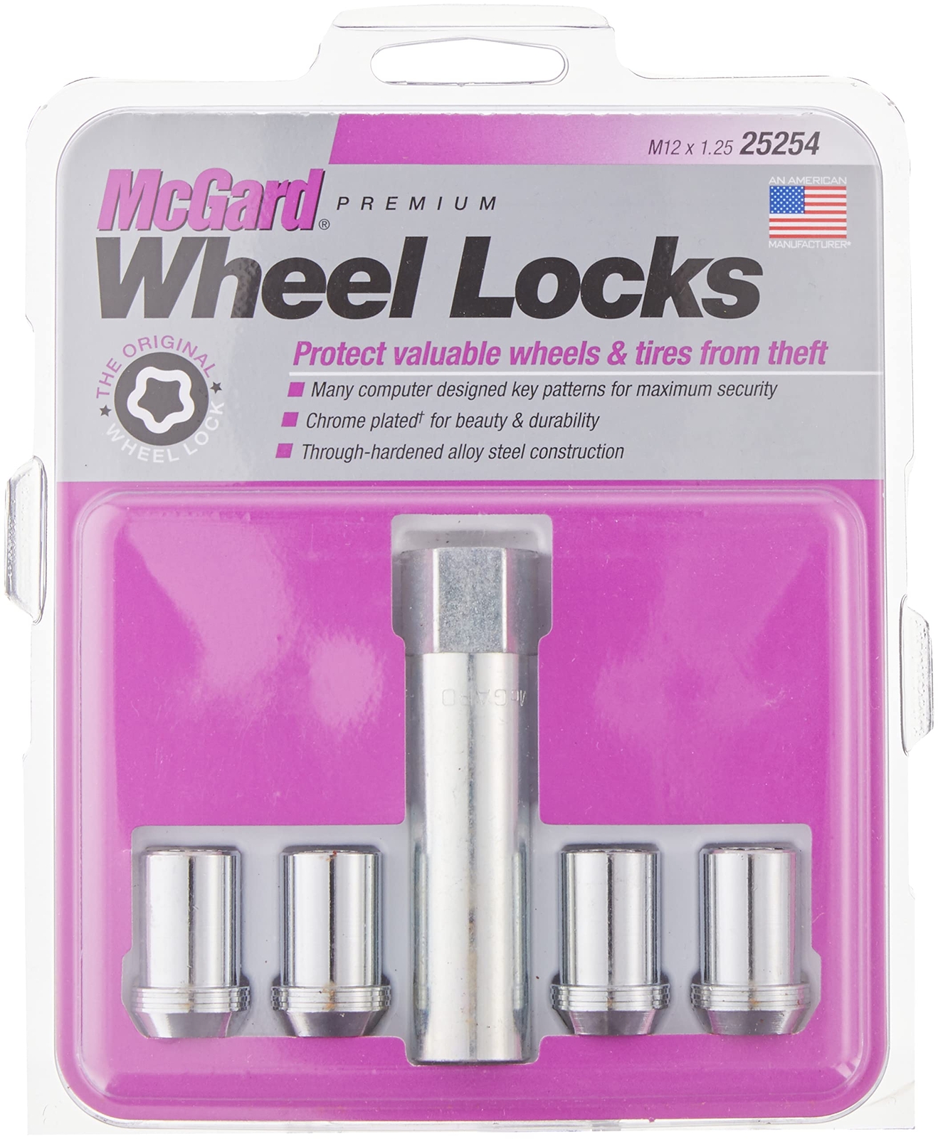 MCGARD 25254 Chrome Tuner Style Cone Seat Wheel Locks (M12 x 1.25 ...