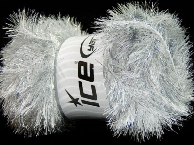 LOT OF 4 Ice EYELASH DAZZLE Yarn #42256 SILVER Metallic EYELASH | eBay