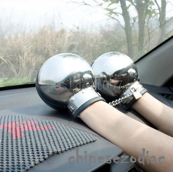 Fist Ball Handcuffs Stainless Steel Wrist Restraint Bondage Lockable ...