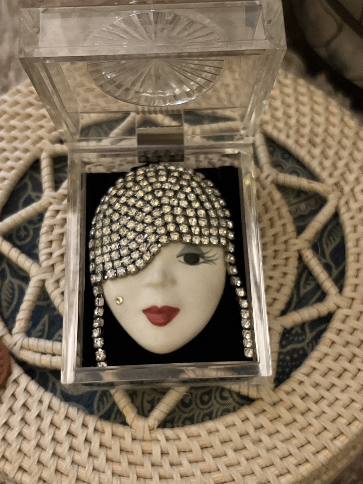 Vintage Signed Norman E Art Deco Porcelain Face Brooc… - Gem