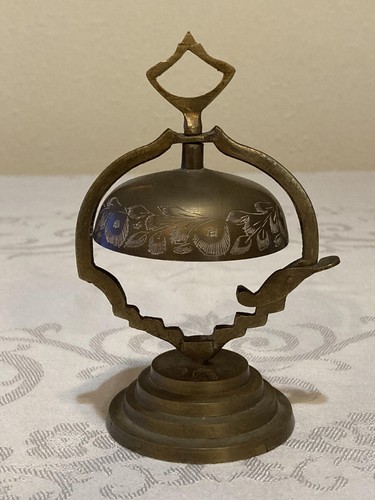 Vintage Brass Service Hotel Desk Etched Design Bell Side Ringer | eBay