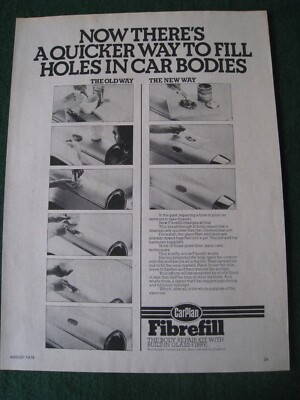 CAR PLAN FIBREFILL BODY REPAIR KIT BUILT GLASS FIBRE 1976 ADVERT A4 ...