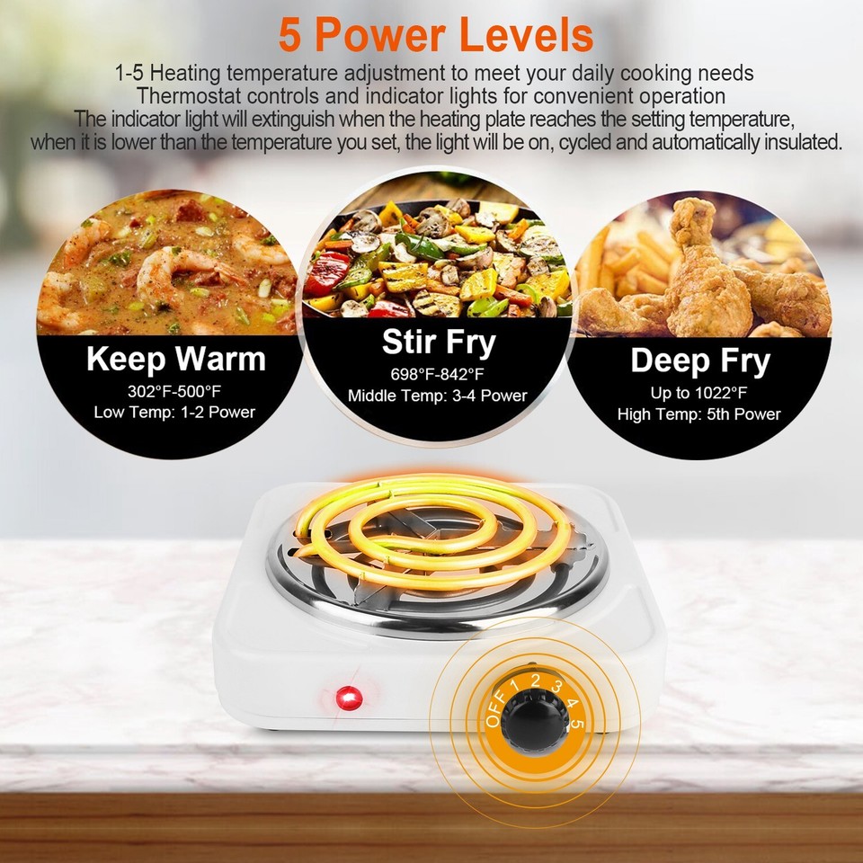 Electric Double Burner Hot Plates for Cooking 5 Heating Levels Heating ...