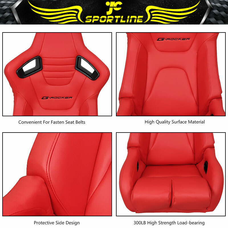 Bucket Racing Seat Universal Reclinable Left Side Dual Slider Red PU ...
