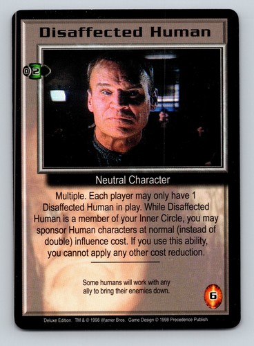 1998 Deluxe Edition Babylon 5 CCG Disaffected Human Character - Rare ...