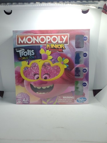 Hasbro Monopoly Junior DreamWorks Trolls World Tour Edition Board Game ...