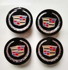 SET OF 4 CADILLAC CADI BLACK CENTER CAP WHEEL COVER HUB CAPS LOGO 2.6 ...