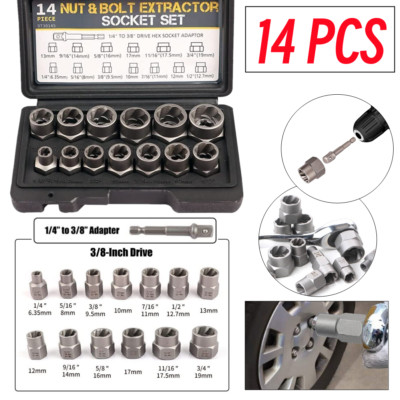 3/8" Locking Wheel Nut Remover Set Stud Bolt Impact Twist Socket ...