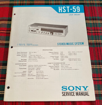 SONY HST-59 STEREO MUSIC SYSTEM ORIGINAL SERVICE MANUAL SCHEMATIC M776x ...