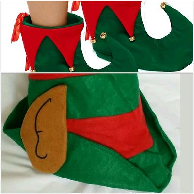 Adult Elf Jester Gnome Pixie Hat or Shoes Fancy Dress Santas Helper ...