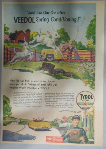Tydol Gas Ad: Veedol Spring Conditioning ! from 1940's Size: 11 x 15 ...