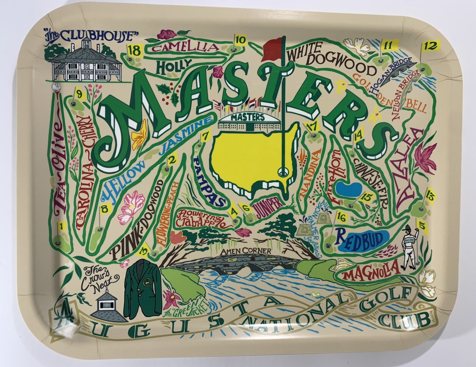 2024 Masters golf Catstudio Wood Tray Augusta National art decor pga ...