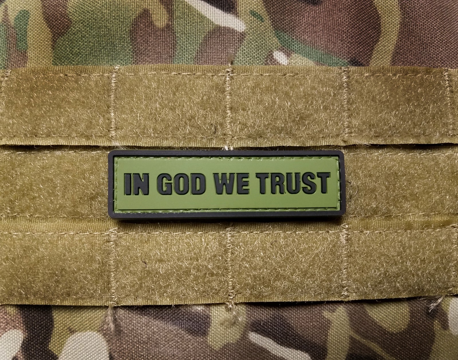 IN GOD WE TRUST 1x3" OD Green PVC Christian Tactical Hook Military ...