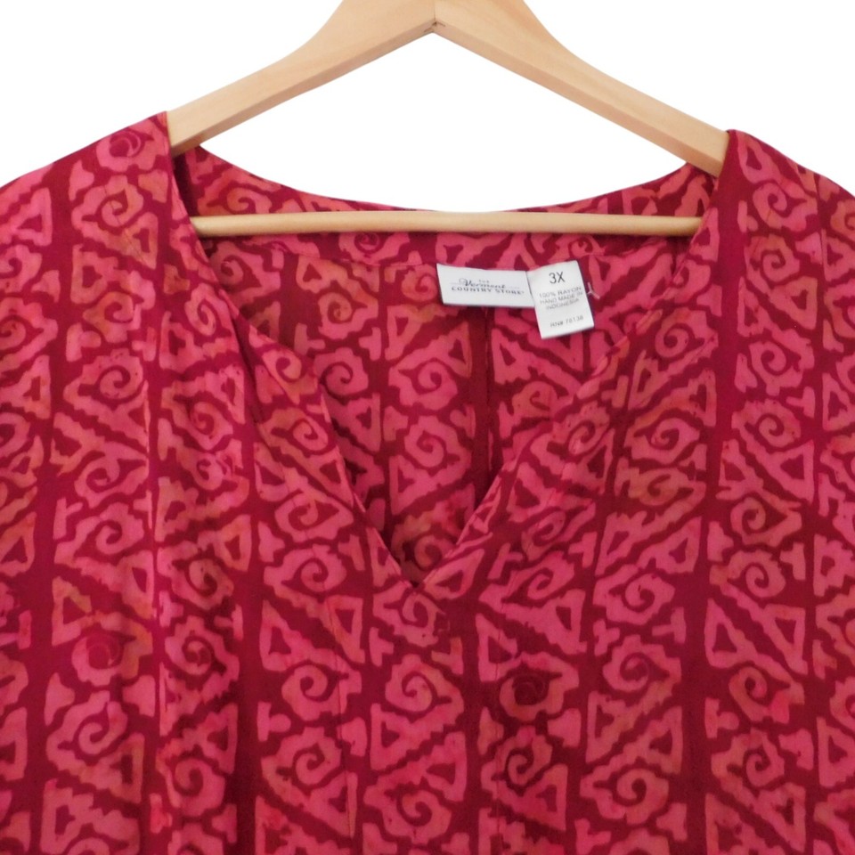 Womens Dress Tiered Muumuu Patio Pink Red Floral Pockets Size 3X Midi ...